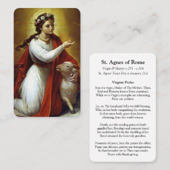 Prayer Cards | St Agnes of Rome 2 | Zazzle