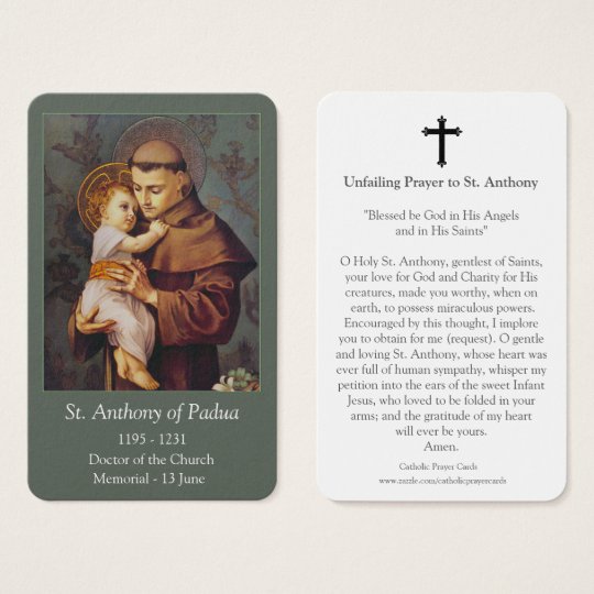 Prayer Cards | St Anthony 02 | Zazzle.com