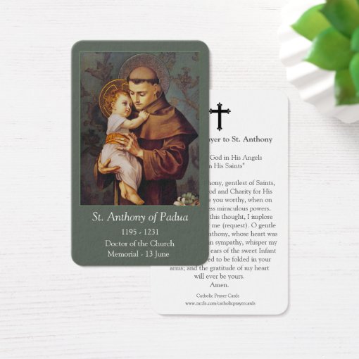 Prayer Cards | St Anthony 02 | Zazzle