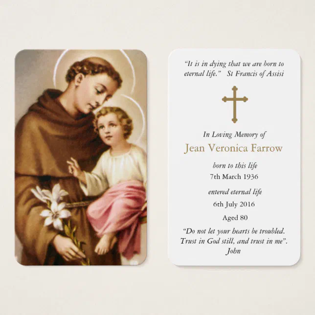 Prayer Cards | St Anthony 3 | Zazzle