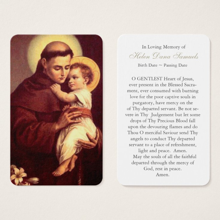 Prayer Cards | St Anthony 4 | Zazzle