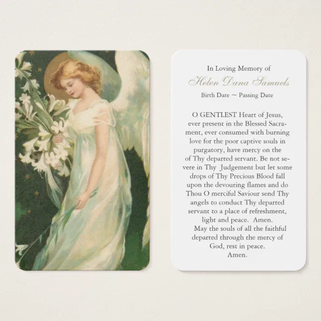 Prayer Cards | Vintage Angel | Zazzle