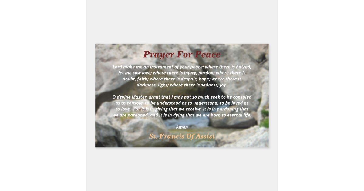 Prayer For Peace Rectangular Sticker | Zazzle