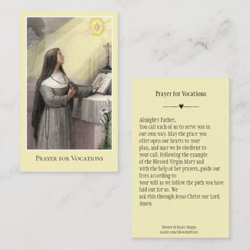 Prayer for Vocations Holy Card | Zazzle