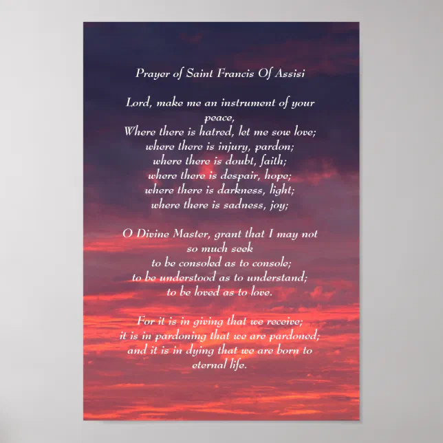 Prayer of Saint Francis Poster | Zazzle