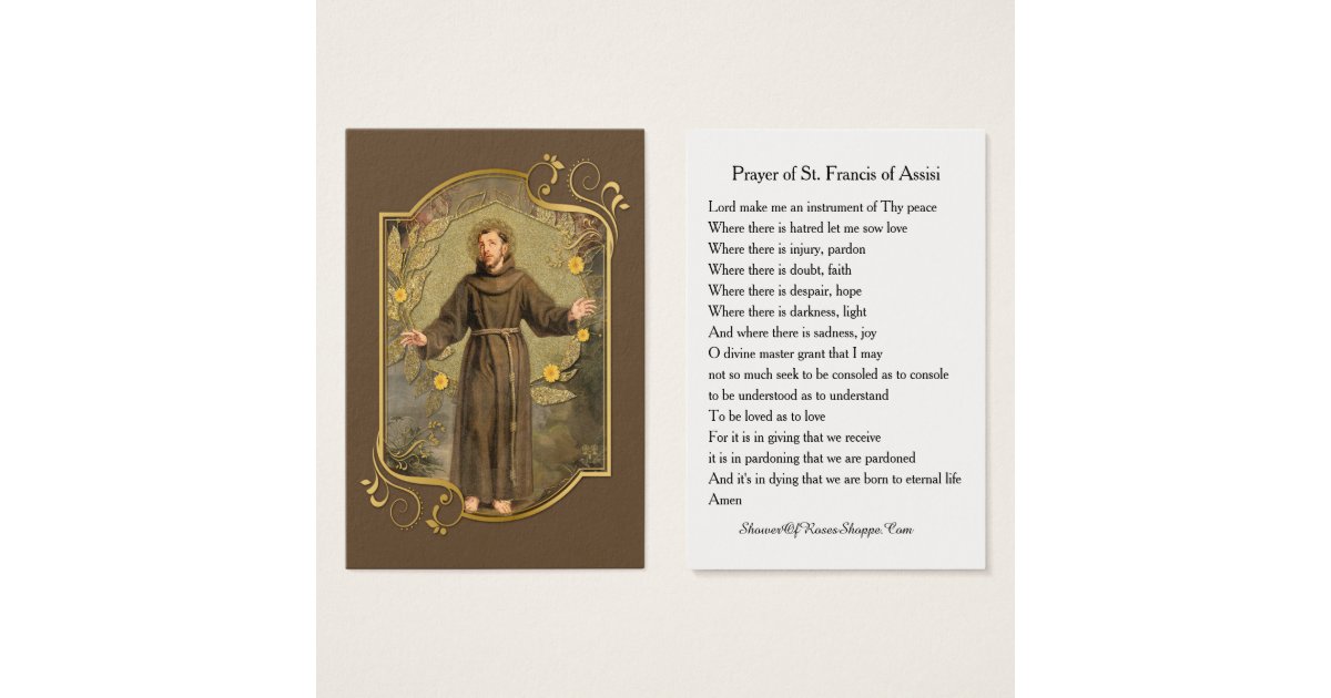 Prayer of St. Francis of Assisi Holy Card | Zazzle