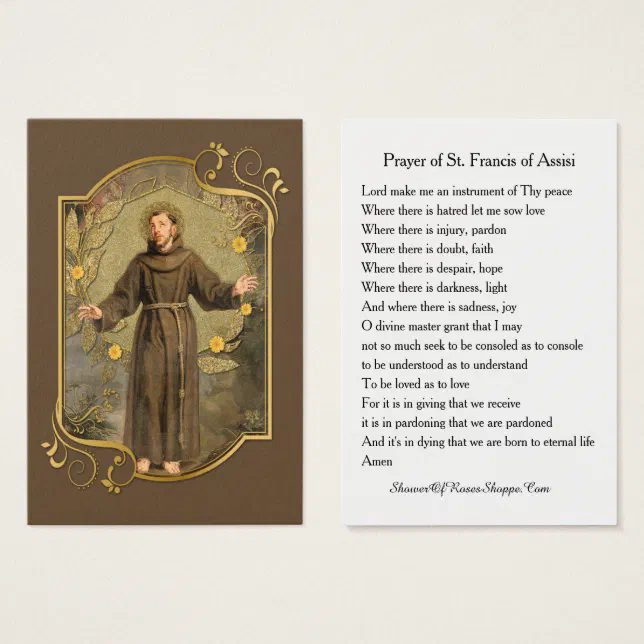Prayer of St. Francis of Assisi Holy Card | Zazzle