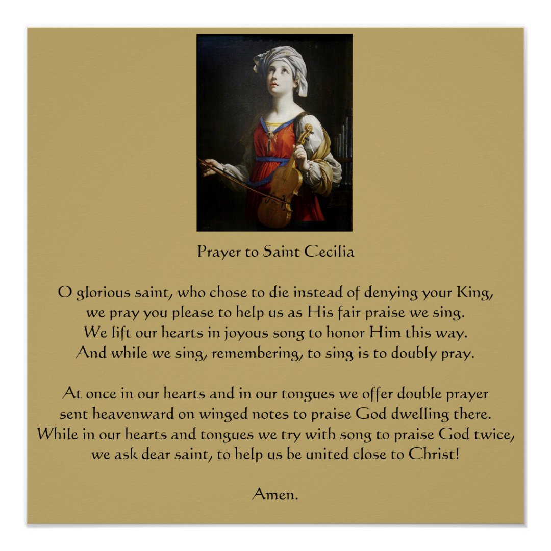 Prayer to Saint Cecilia Poster | Zazzle