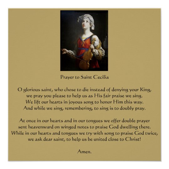Prayer to Saint Cecilia Poster | Zazzle.com