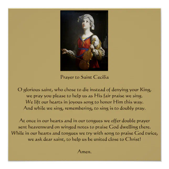 Prayer to Saint Cecilia Poster | Zazzle