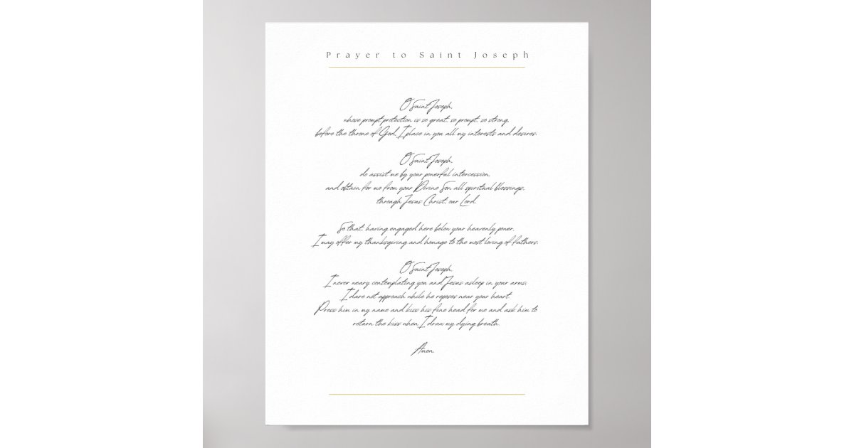 Prayer to St. Joseph Poster | Zazzle