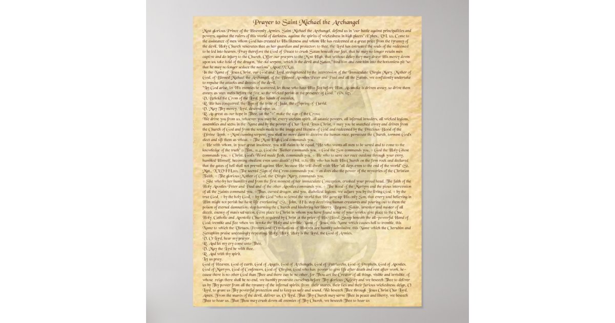 PRAYER TO ST MICHAEL THE ARCHANGEL POSTER | Zazzle