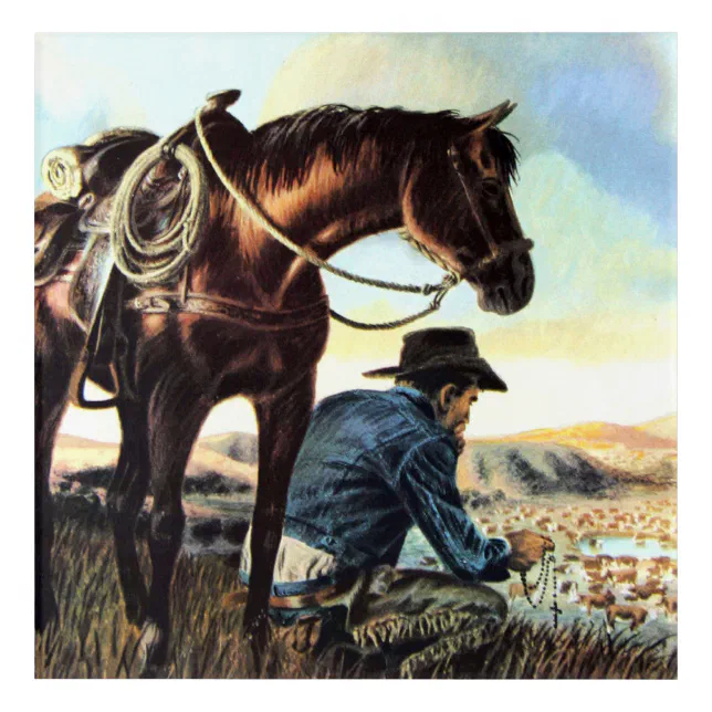 Praying Cowboy Acrylic Print | Zazzle