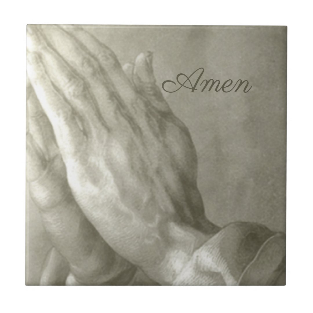 Praying Hands Amen Ceramic Tile | Zazzle