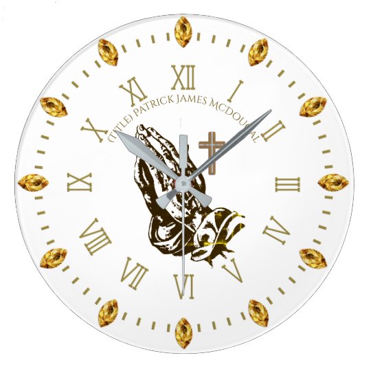 Praying Hands and Cross Personalized Church Faith Large Clock | Zazzle.com