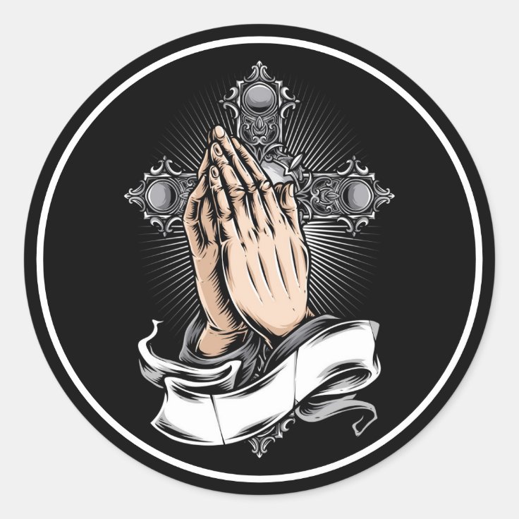 Praying Hands Classic Round Sticker | Zazzle