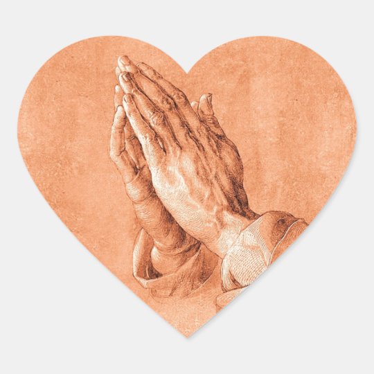 Praying Hands Heart Sticker | Zazzle.com