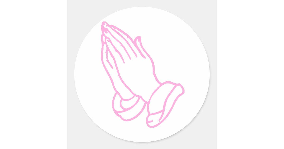 Praying Hands in Baby Pink Classic Round Sticker | Zazzle