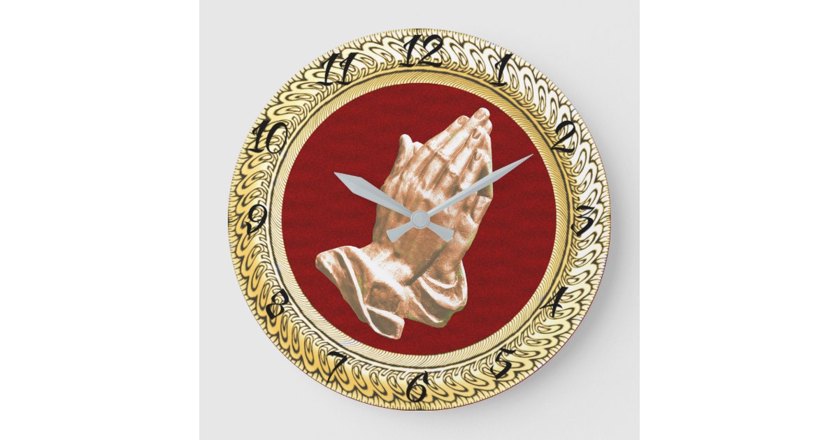 PRAYING HANDS LARGE CLOCK | Zazzle