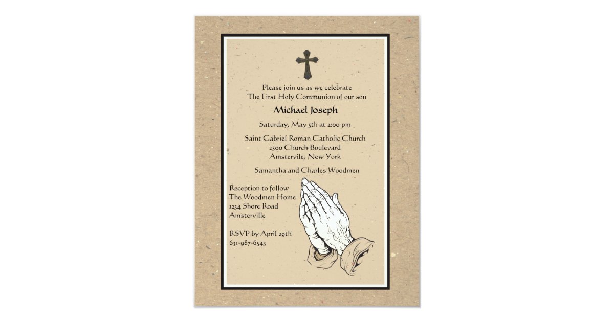 Praying Hands Religious Invitation | Zazzle.com