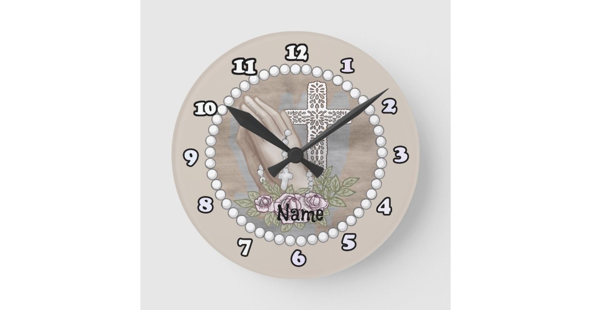 Praying Hands Rosary Clock | Zazzle