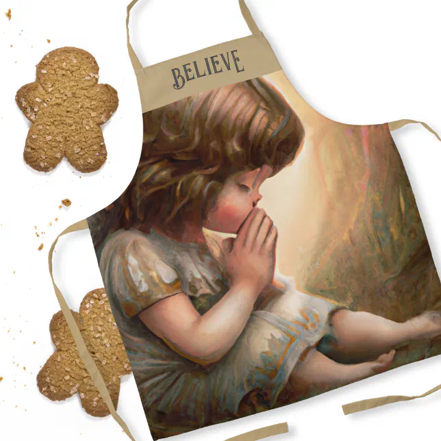 Praying Little Girl Angel Radiant Light Halo Apron | Zazzle