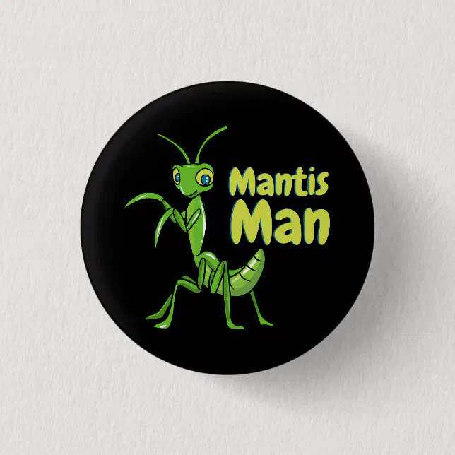 Praying Mantis Man Green Garden Insect Button | Zazzle