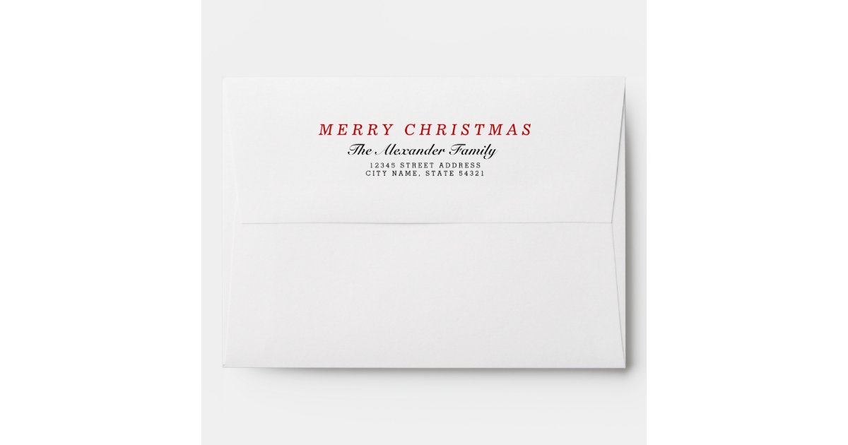 Pre-Addressed Classic Red Holiday Envelopes | Zazzle