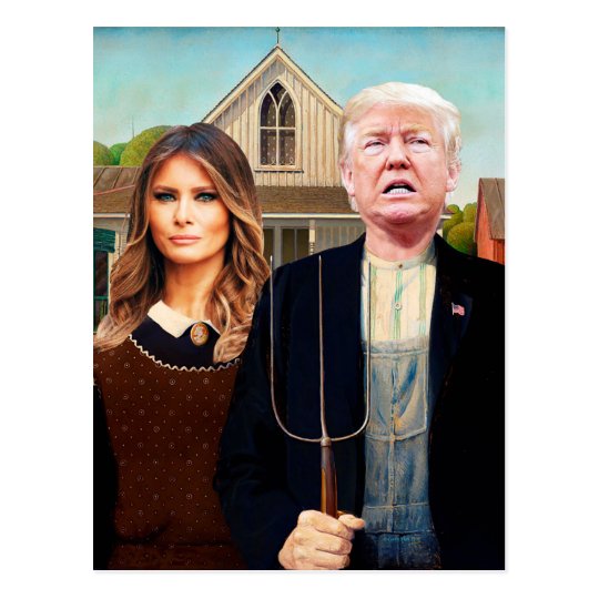 Pre-addressed postcard to Trump American Gothic | Zazzle.com