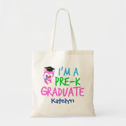 Pre-K Graduate Cute Pink Owl Custom Graduation Tote Bag | Zazzle