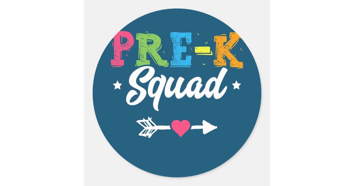 Pre K Squad Teacher Student Kids Preschool Back Classic Round Sticker ...