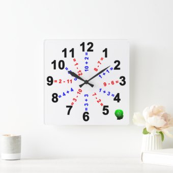 Pre-Kindergarten & Kindergarten Math Clock--square Square Wall Clock ...