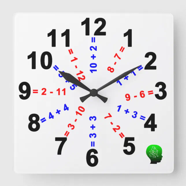 Pre-Kindergarten & Kindergarten Math Clock--square Square Wall Clock ...