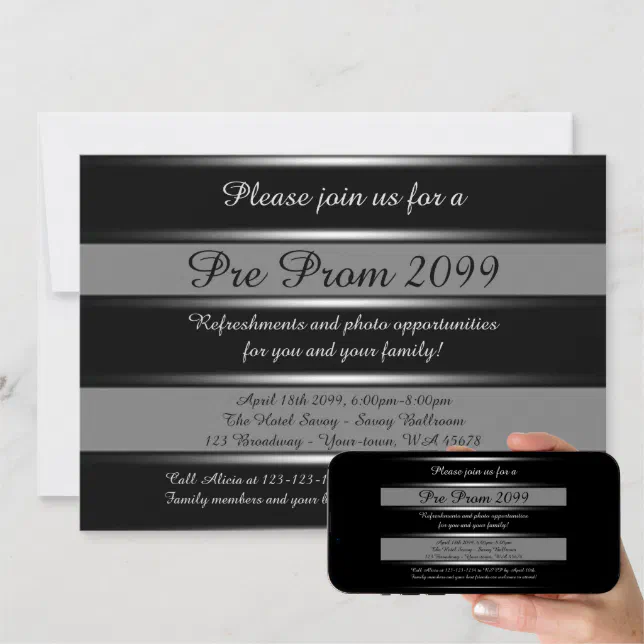 Pre-Prom invitation,Pre Prom, Quinceanera,Black Invitation | Zazzle
