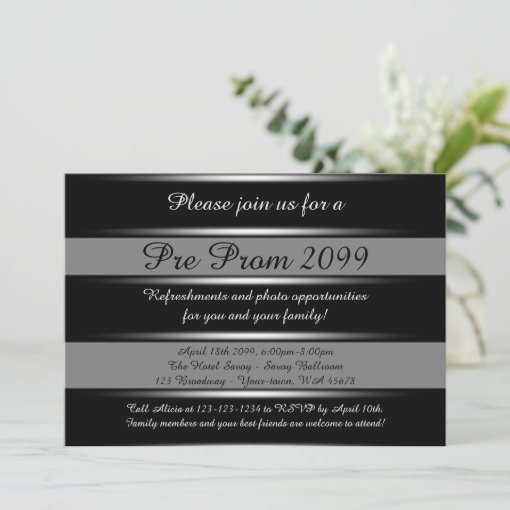 Pre-Prom invitation,Pre Prom, Quinceanera,Black Invitation | Zazzle