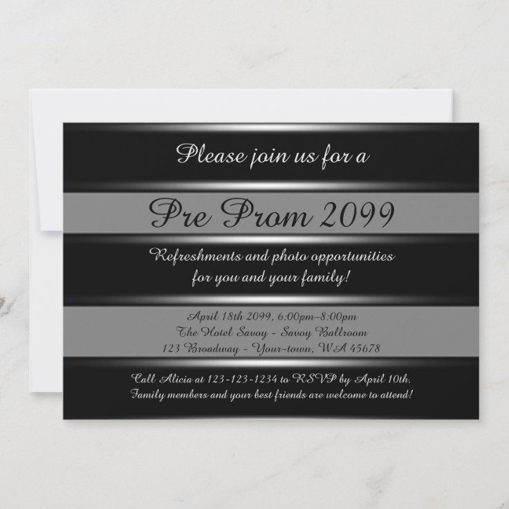 Pre-Prom invitation,Pre Prom, Quinceanera,Black Invitation | Zazzle