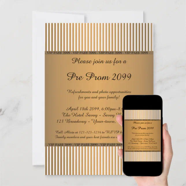 Pre-Prom invitation,Pre Prom, Quinceanera,VIP PASS Invitation | Zazzle