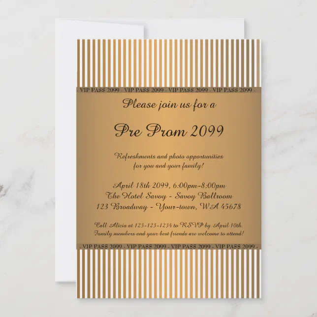 Pre-Prom invitation,Pre Prom, Quinceanera,VIP PASS Invitation | Zazzle