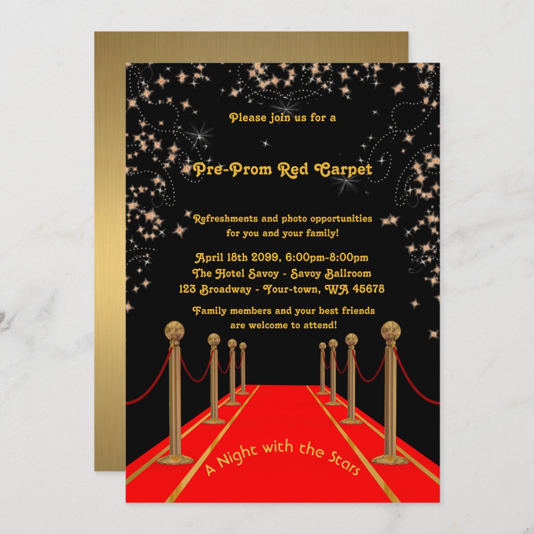 Pre-Prom invitation, Pre Prom,Red-Carpet,15th,16th Invitation | Zazzle