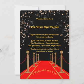 Pre-Prom invitation, Pre Prom,Red-Carpet,15th,16th Invitation | Zazzle