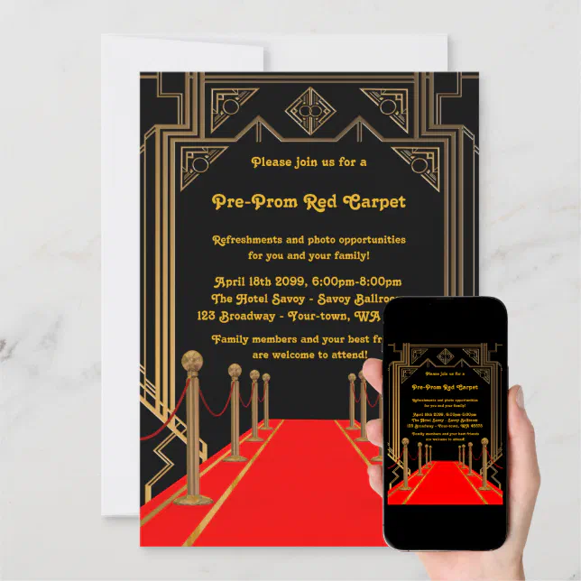 Pre-Prom invitation, Pre Prom,Red-Carpet,15th,16th Invitation | Zazzle
