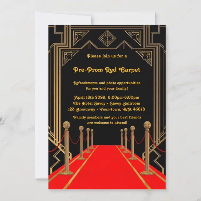 Pre-Prom invitation, Pre Prom,Red-Carpet,15th,16th Invitation | Zazzle