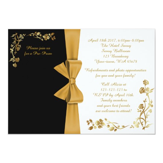 Pre-Prom invitation, white-&-black, RSVP included Invitation | Zazzle.com