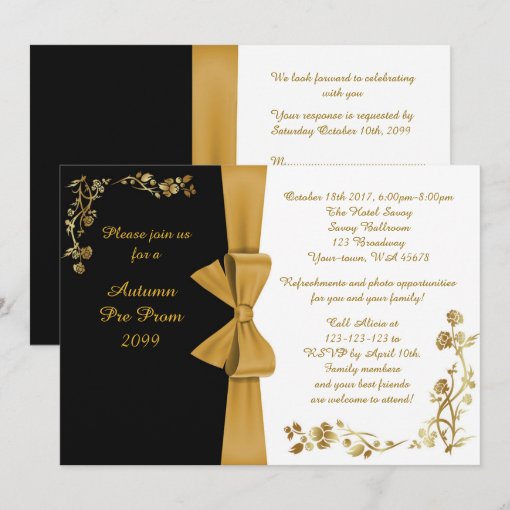 Pre-Prom invitation,white-&-black,RSVP included v2 Invitation | Zazzle