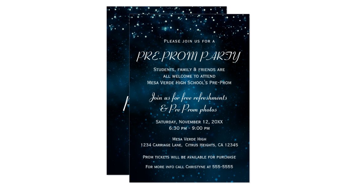 Pre Prom Party Enchanted Starry Night Sky Invitation | Zazzle.com