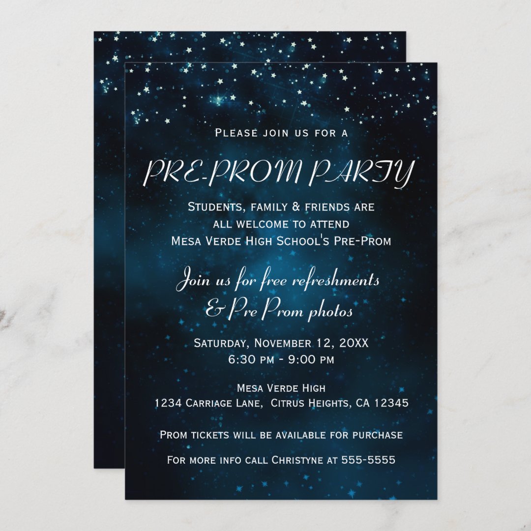 Pre Prom Party Enchanted Starry Night Sky Invitation | Zazzle