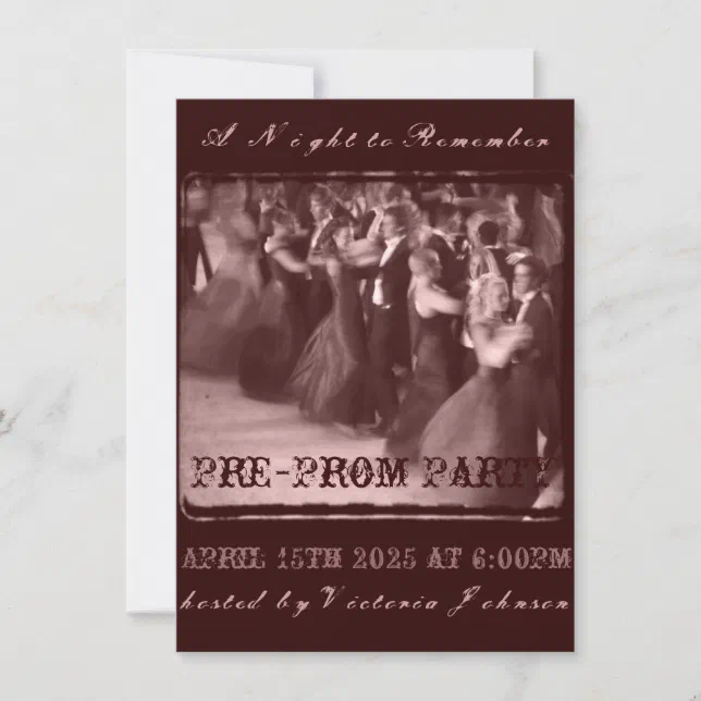 Pre-Prom Party Invitation | School Dance Pre-party | Zazzle