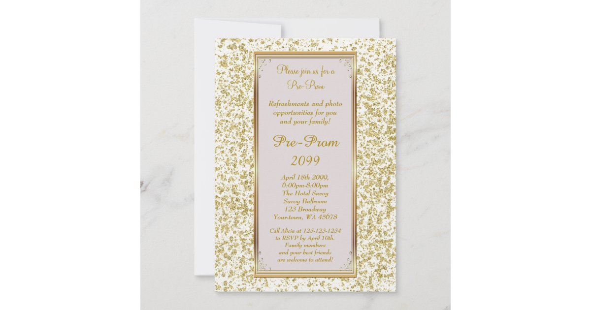 Pre Prom, Pre-Prom,Sweet-sixteen,Glitter on Ivory Invitation | Zazzle