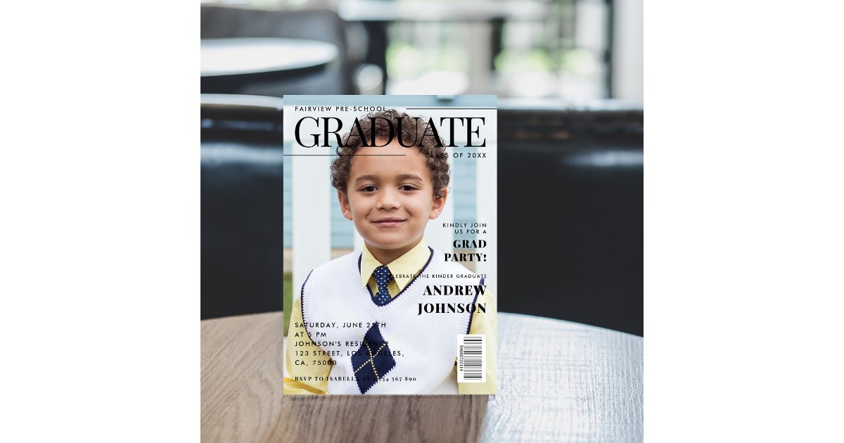 Pre-School Kindergarten Graduation Magazine Cover Invitation | Zazzle