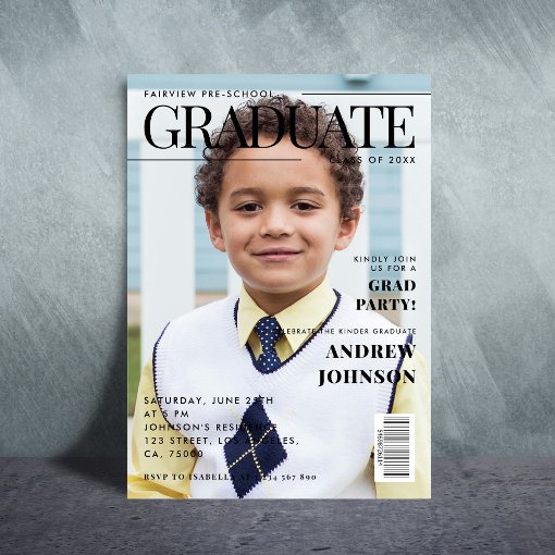 Pre-School Kindergarten Graduation Magazine Cover Invitation | Zazzle